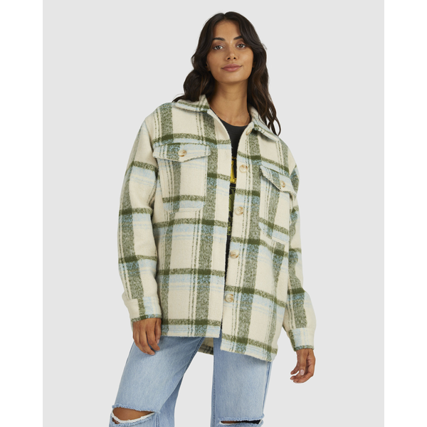 RVCA - Valley Plaid Shacket - Natural - Womens-Tops : Outback Surf Shop ...
