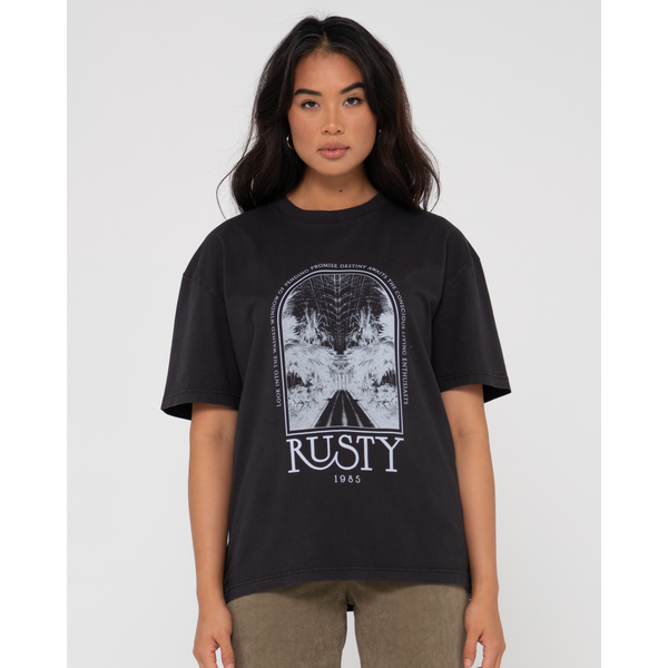 Rusty - Destiny Awaits Oversized Tee - Vintage Black - Womens-Tops : We ...