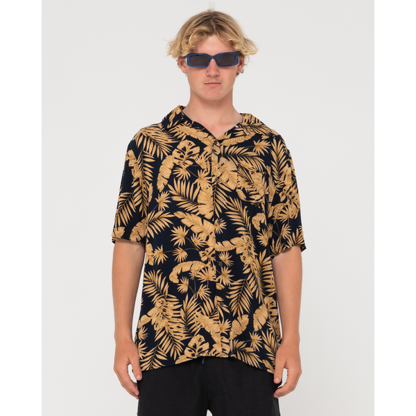 Rusty - Night Swim SS Shirt - Navy Blue - Mens-Tops : We stock the very ...